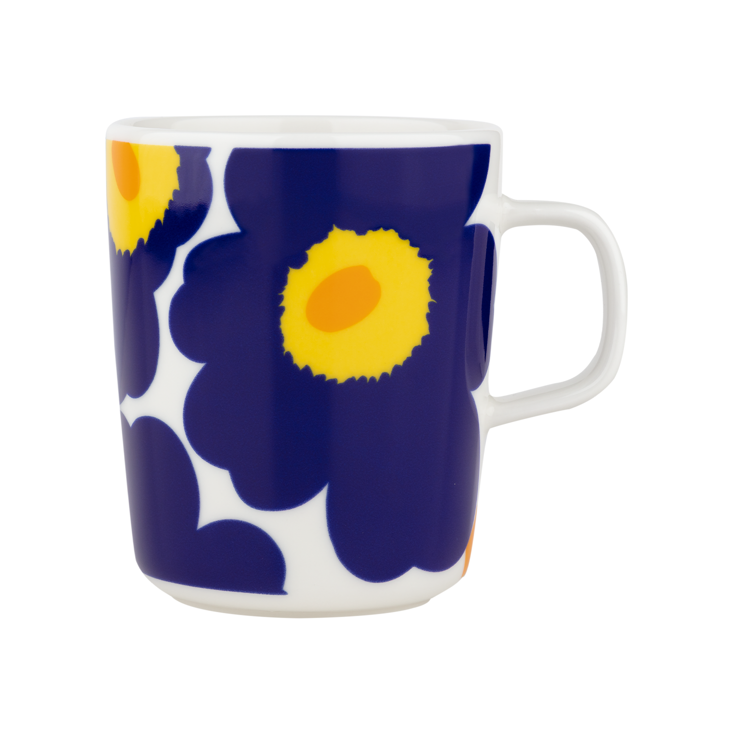 Marimekko 60th Anniversary Unikko Mug, white/dk.blue/yellow – Touch of ...
