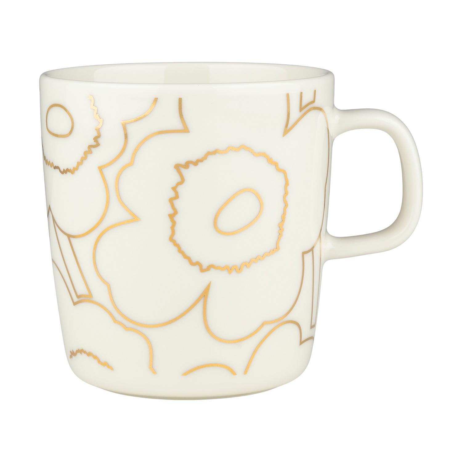 Marimekko Piirto Unikko Large Mug, white/gold – Touch of Finland