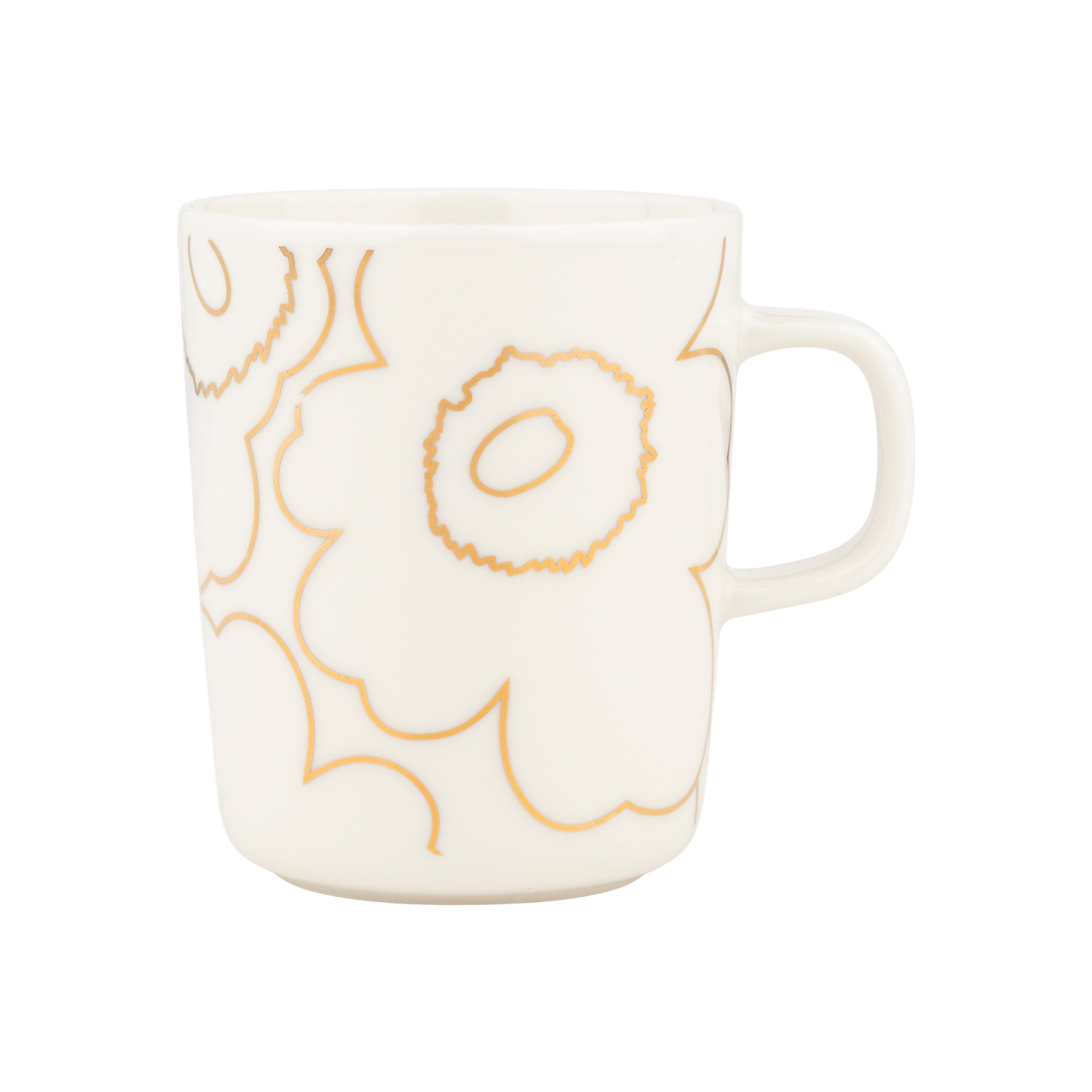 Marimekko Piirto Unikko Mug, white/gold – Touch of Finland