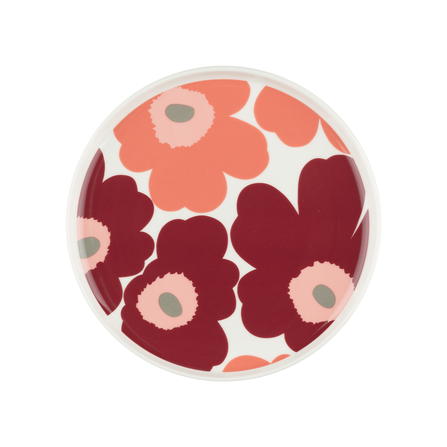 Marimekko Unikko Salad Plate, white/dk.cherry/salmon – Touch of Finland