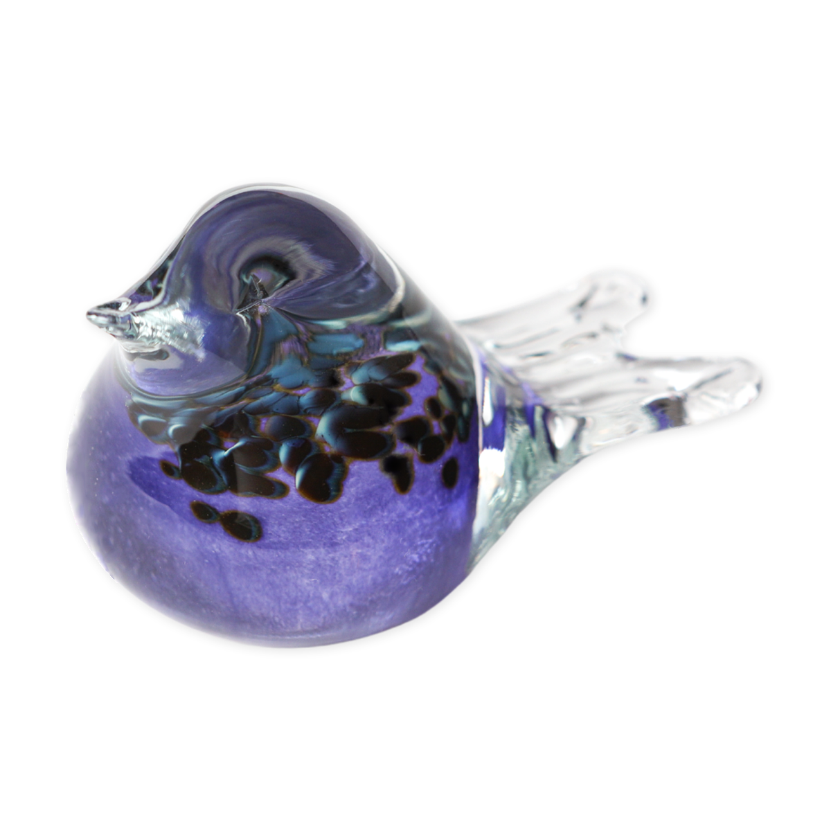 Bianco Blu Finnish Glass Bird, Peacock Purple Chickadee – Touch of Finland